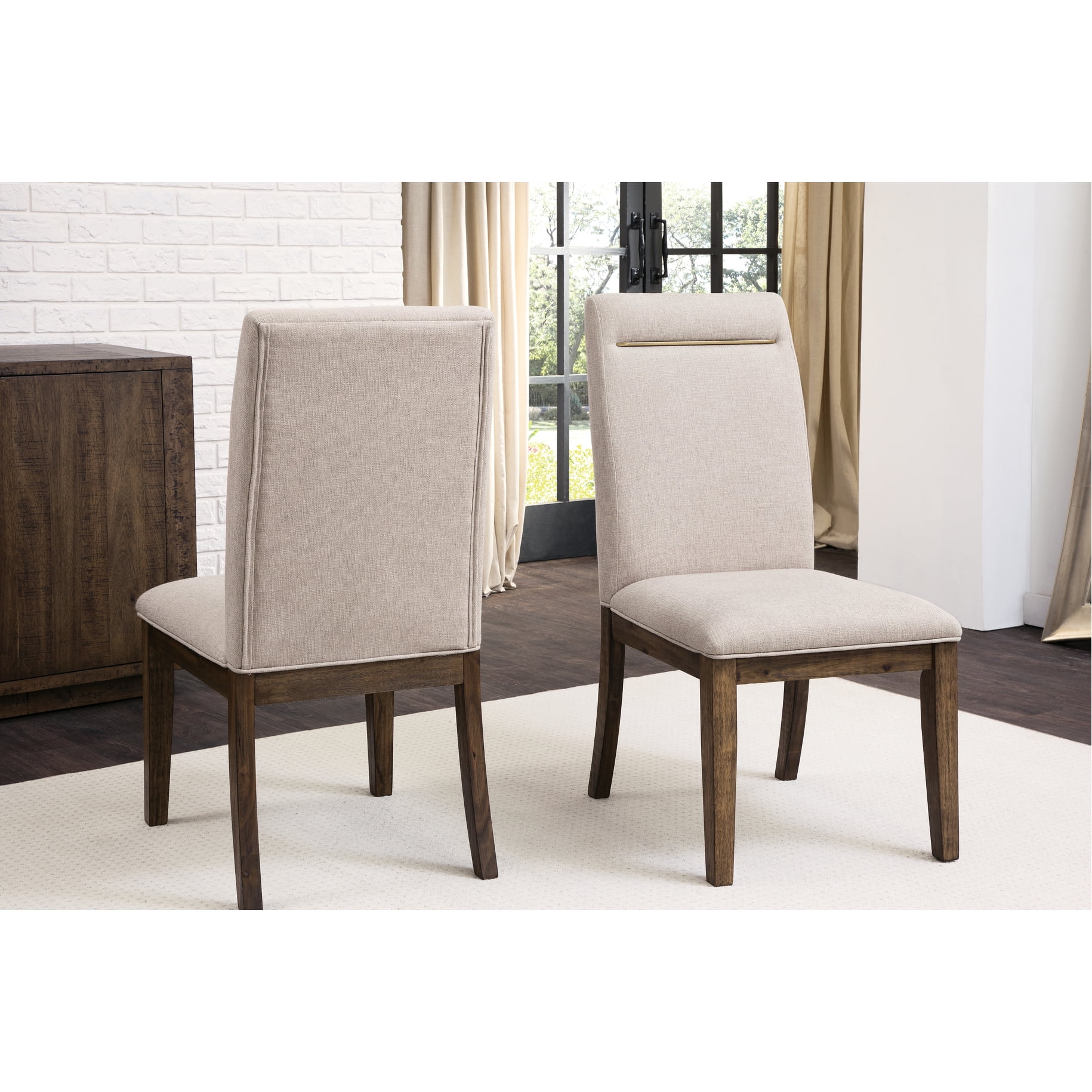 2 Dark Brown Side Chair - Constructed From Veneers And Hardwoods Fabric ...