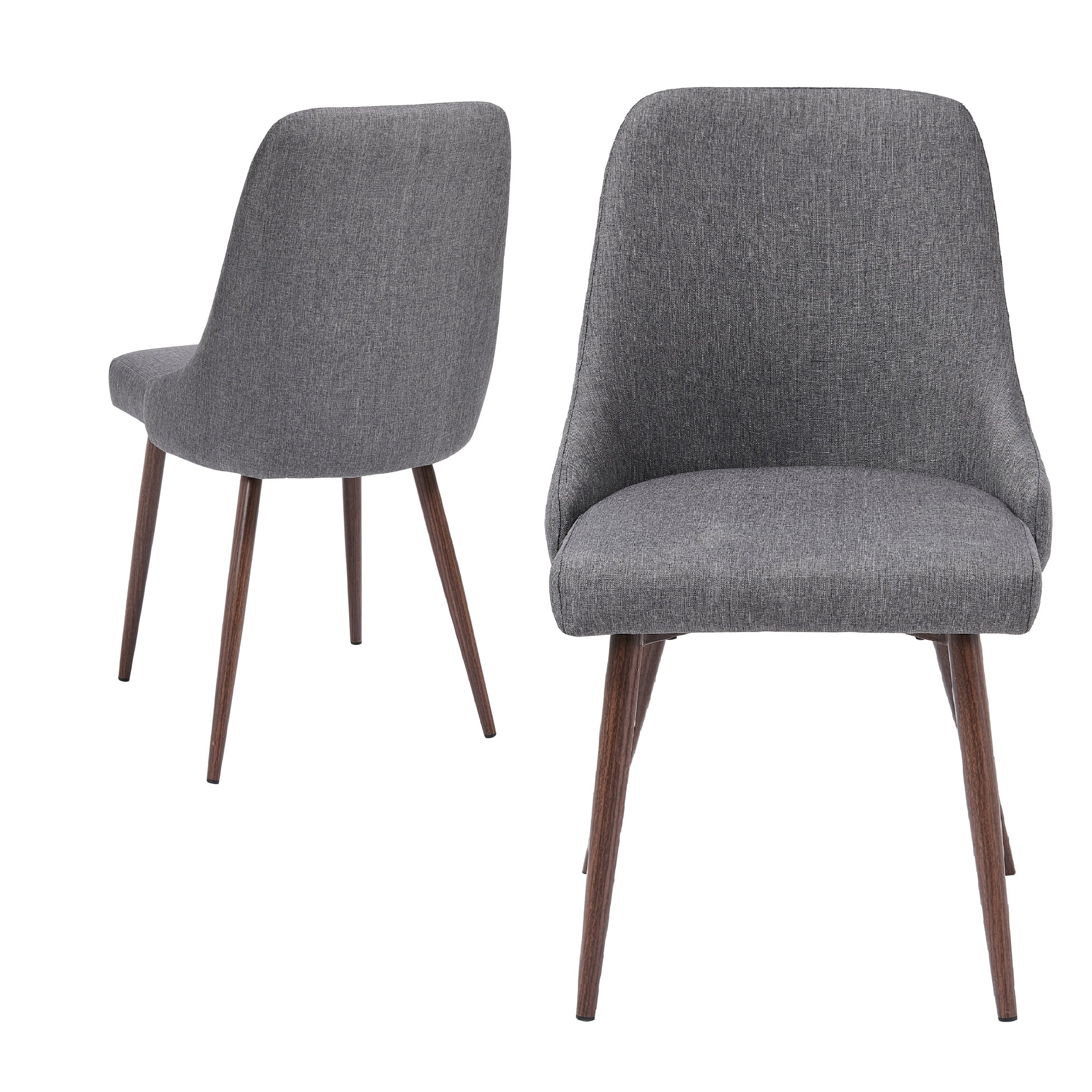 Of 2 Dark Gray Mid-century Modern Dining Chairs - Comfortable Foam Fill ...