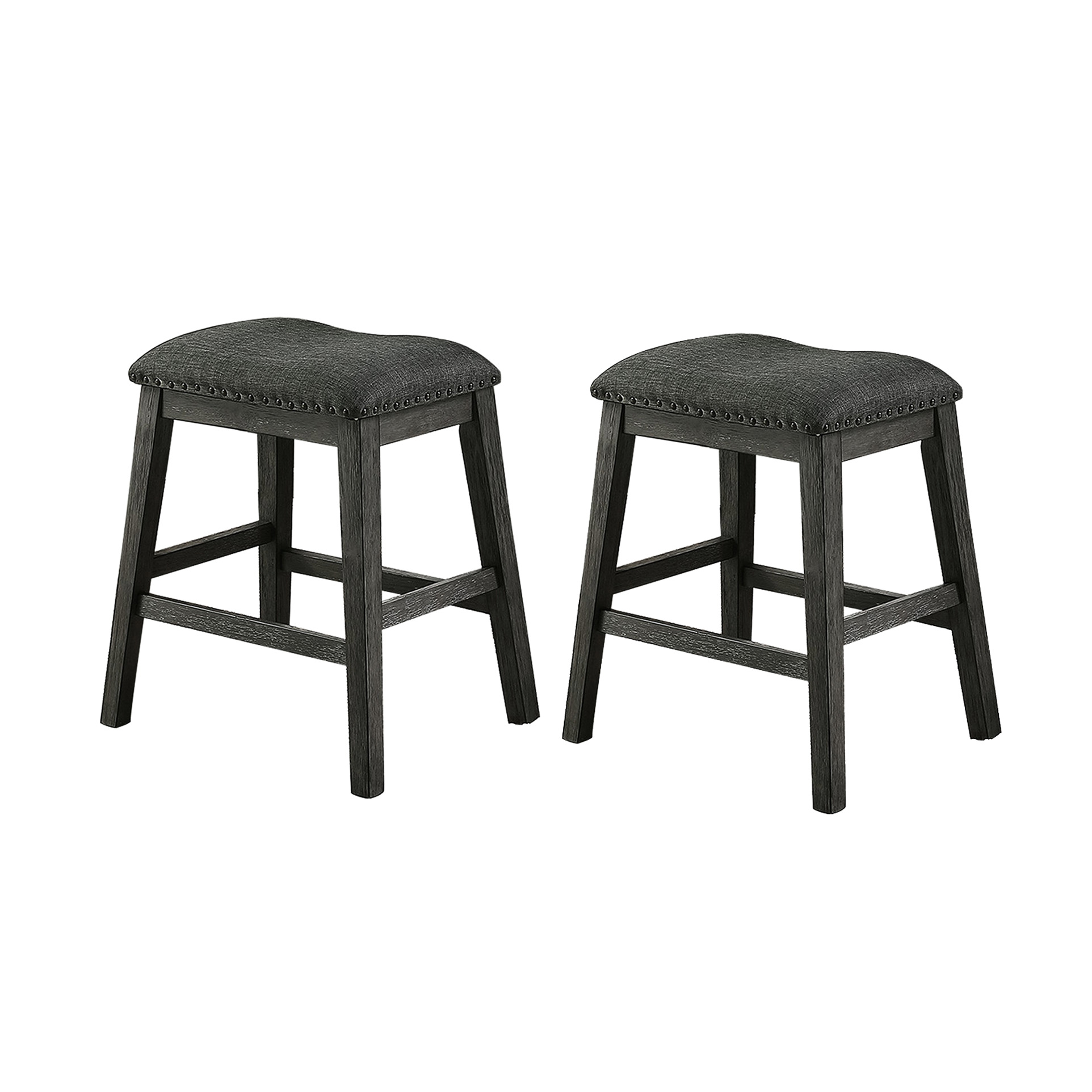 Of 2 Dark Grey Fabric Padded Counter Stool - 200lb Weight Capacity ...