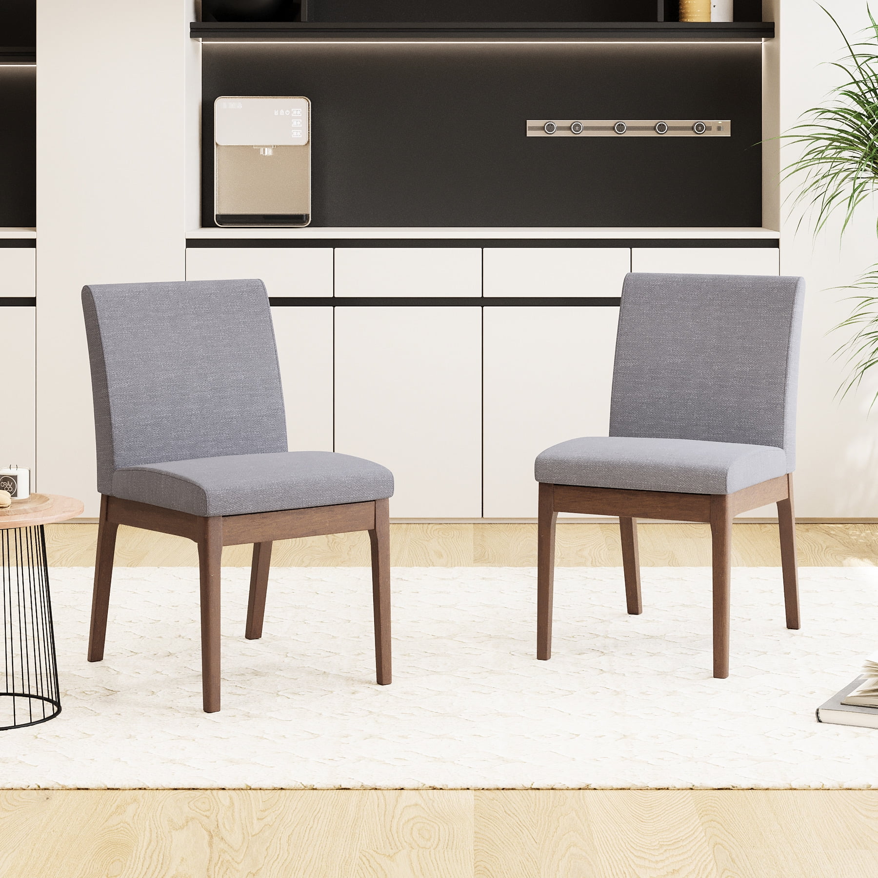 2 Dark Grey Upholstered Dining Chairs - Comfortable Upholstery And ...