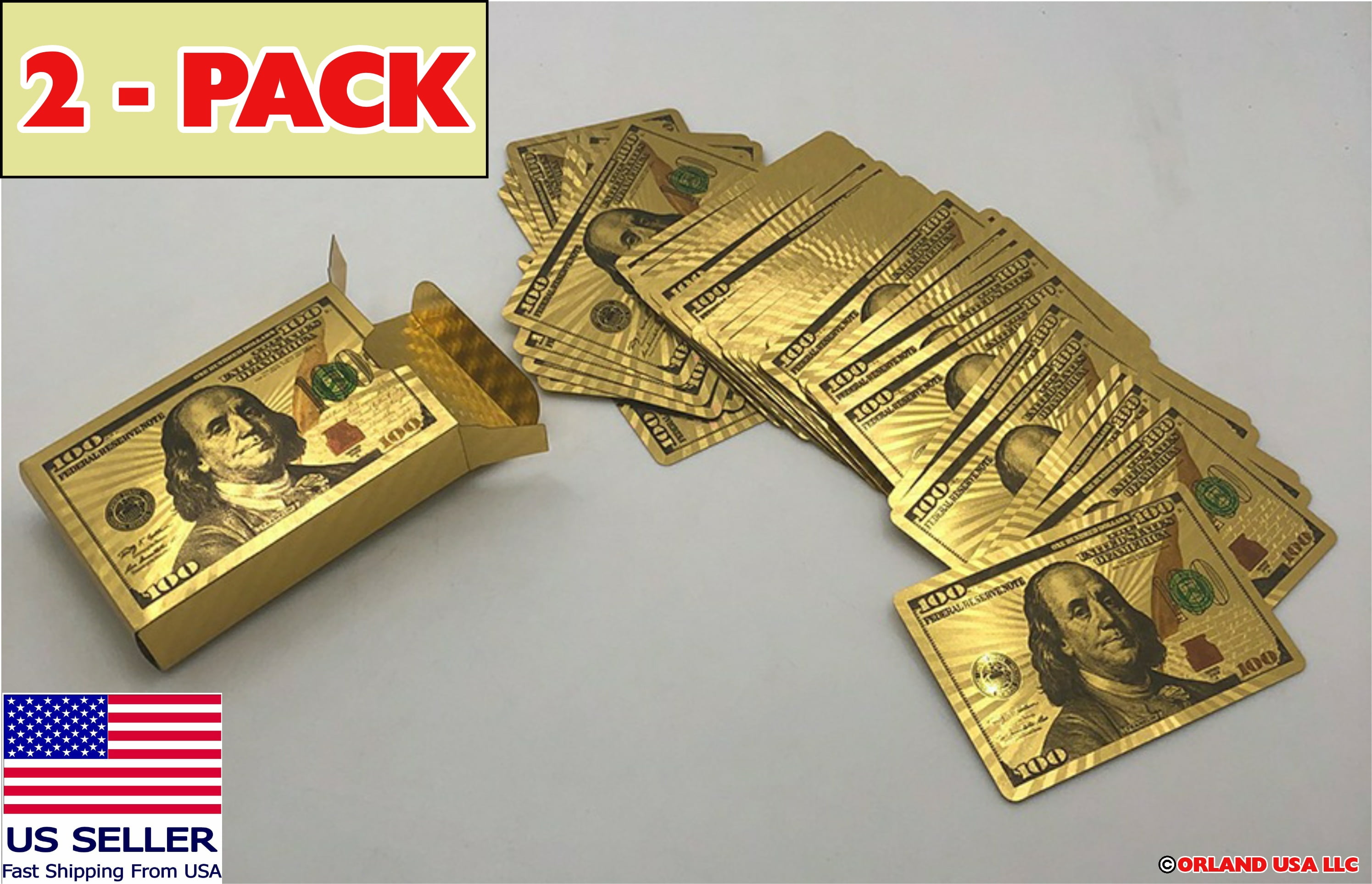 2 Decks Waterproof 24K Foil Playing Cards Collection Gold Diamond Poker ...