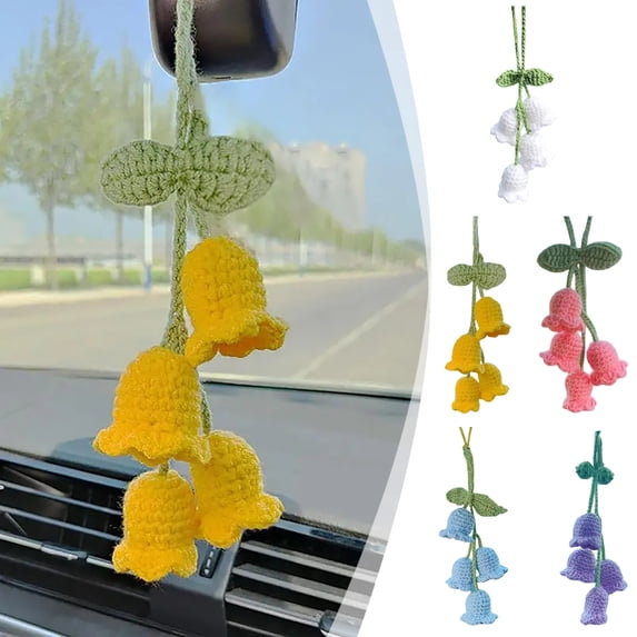 2 Decorative Flower Car Ornament for Ladies and Girls Purple Rearview ...