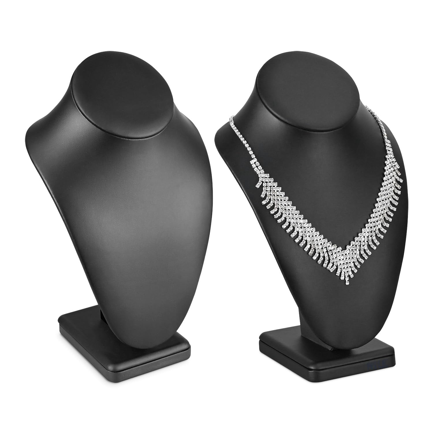 2 Deluxe Faux Leather Medium Necklace Chain Display Holder Stand ...