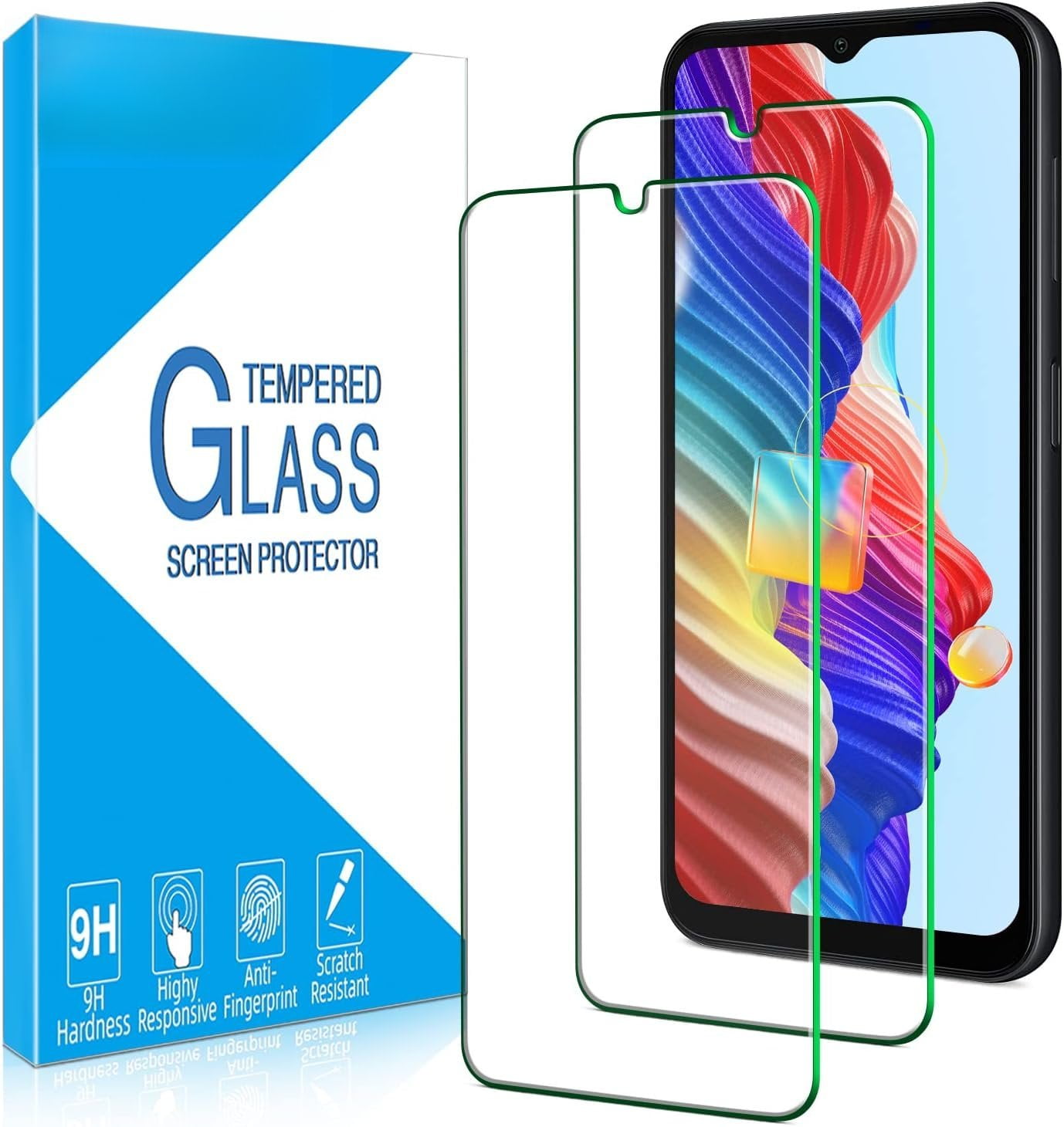 [2 Designed For Galaxy A14 5G Screen Protector Tempered Glass, Case ...