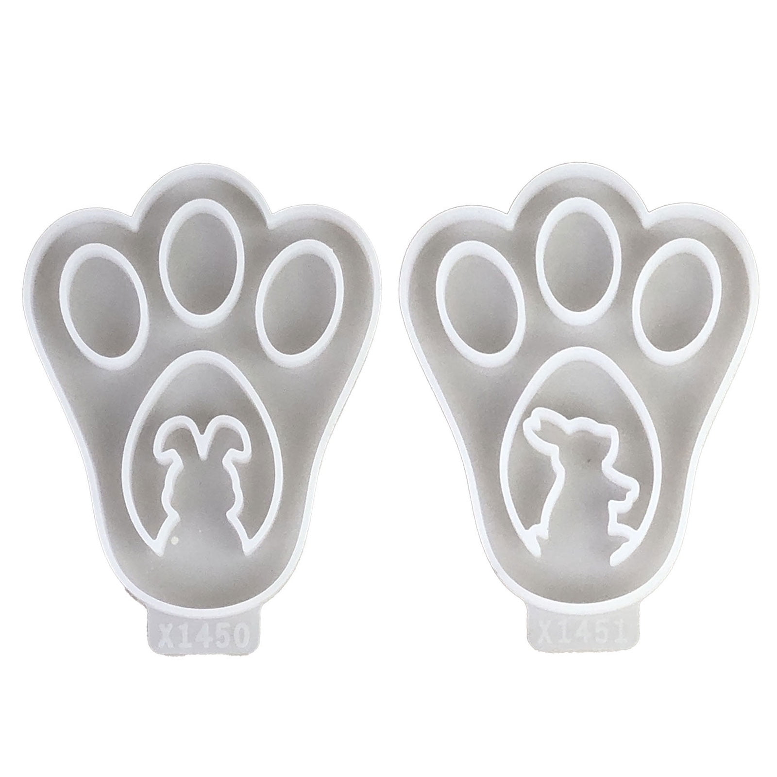 2 Designs Rabbits Paws Shape Silicones Coasters Molds Easters Hollowed ...