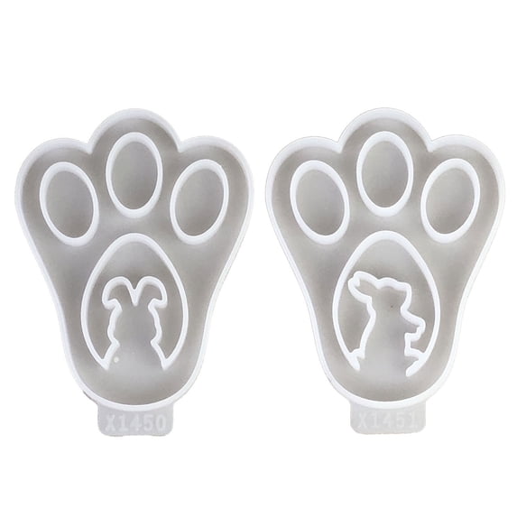 2 Designs Rabbits Paws Shape Silicones Coasters Molds Easters Hollowed ...