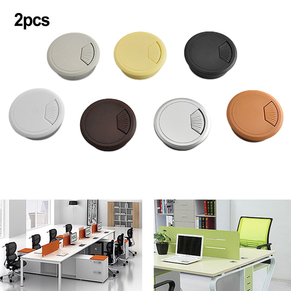 2* Desk Plastic Grommet Table Cable Computer Desk Cover Wire Hole Cover ...