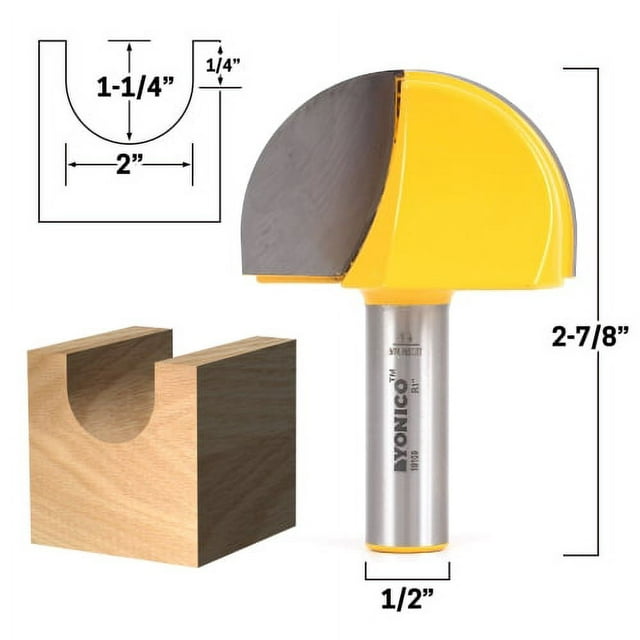 2" Diameter Core Box Router Bit - 1/2" Shank - Yonico 19109 - Walmart.com