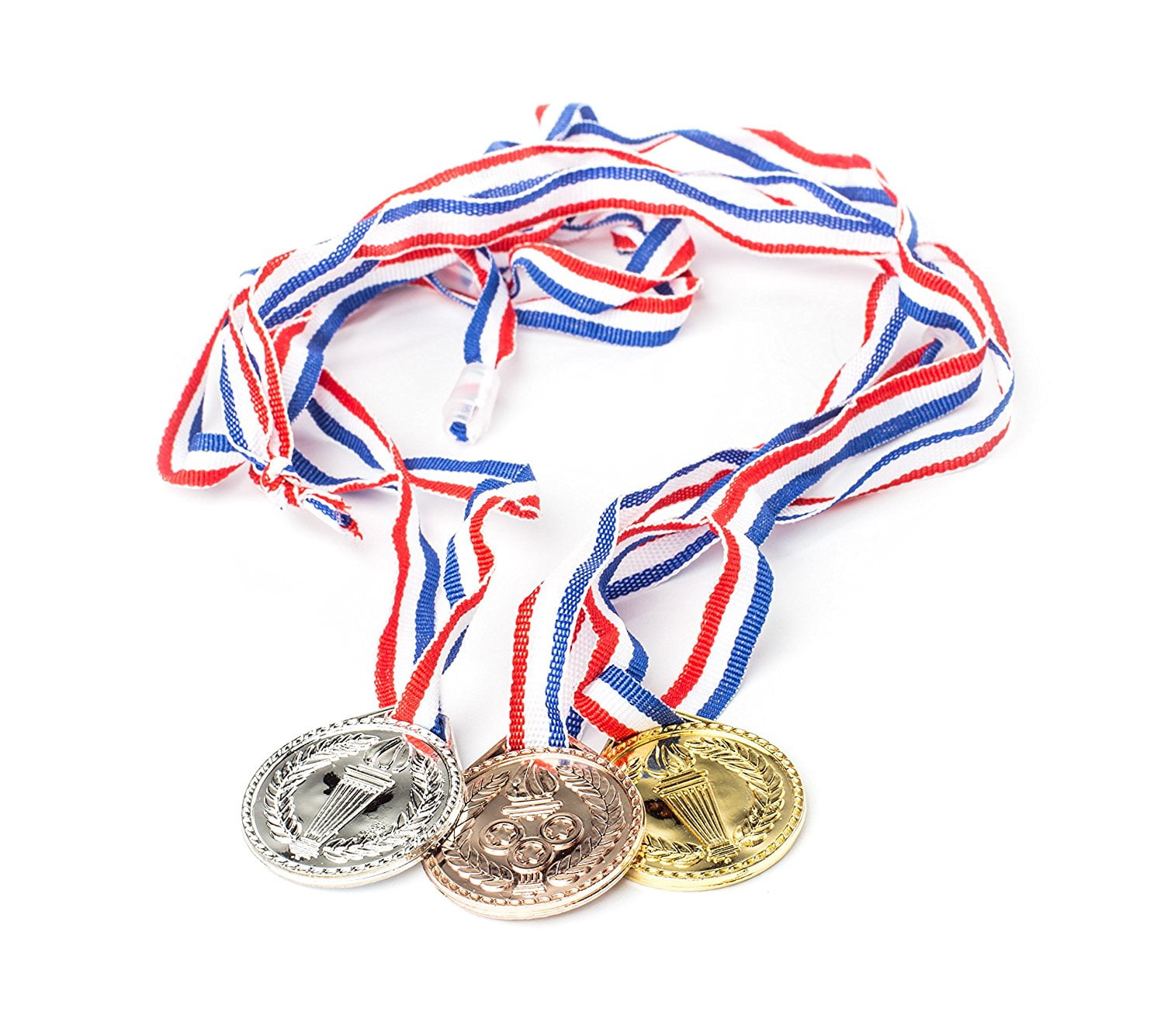 22" Ribbon Plastic Olympic Medals Set, 2" Diameter, 3 Count - Walmart.com