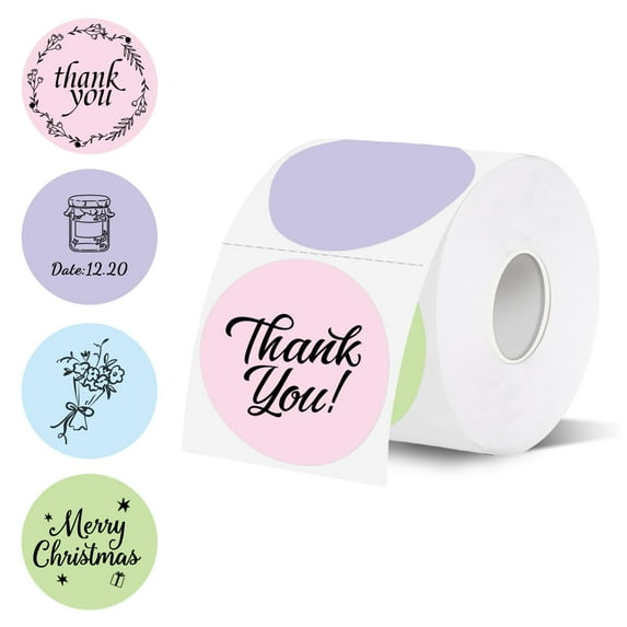 2" Diameter Thermal Paper Labels, Multicolor Round Stickers, 600/Roll ...