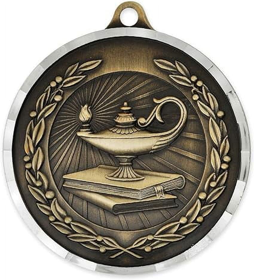 2" Diamond Cut Lamp of Knowledge Award Medal - Walmart.com