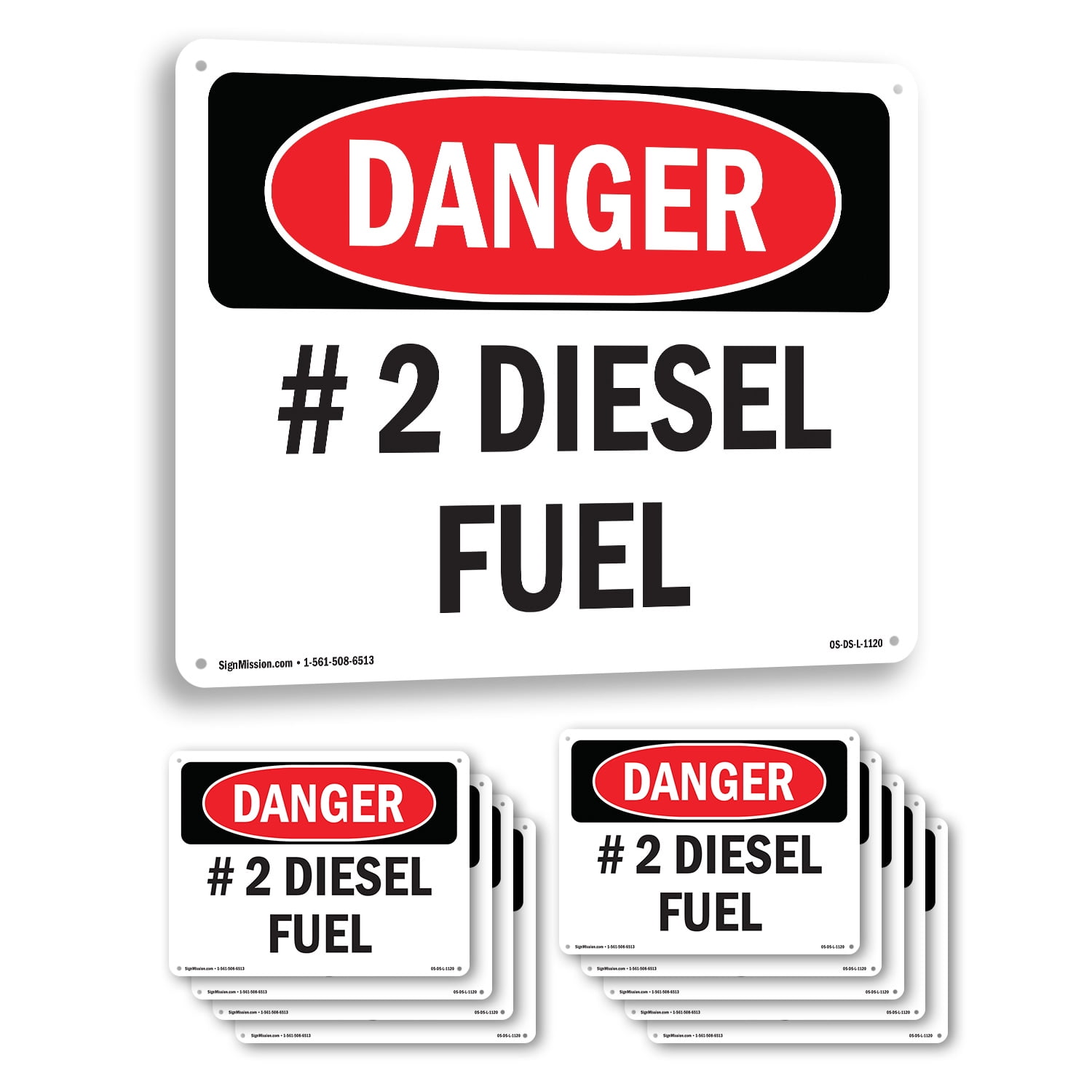 #2 Diesel Fuel OSHA Danger Rigid Plastic Sign 24 Inch x 18 Inch - 10 ...