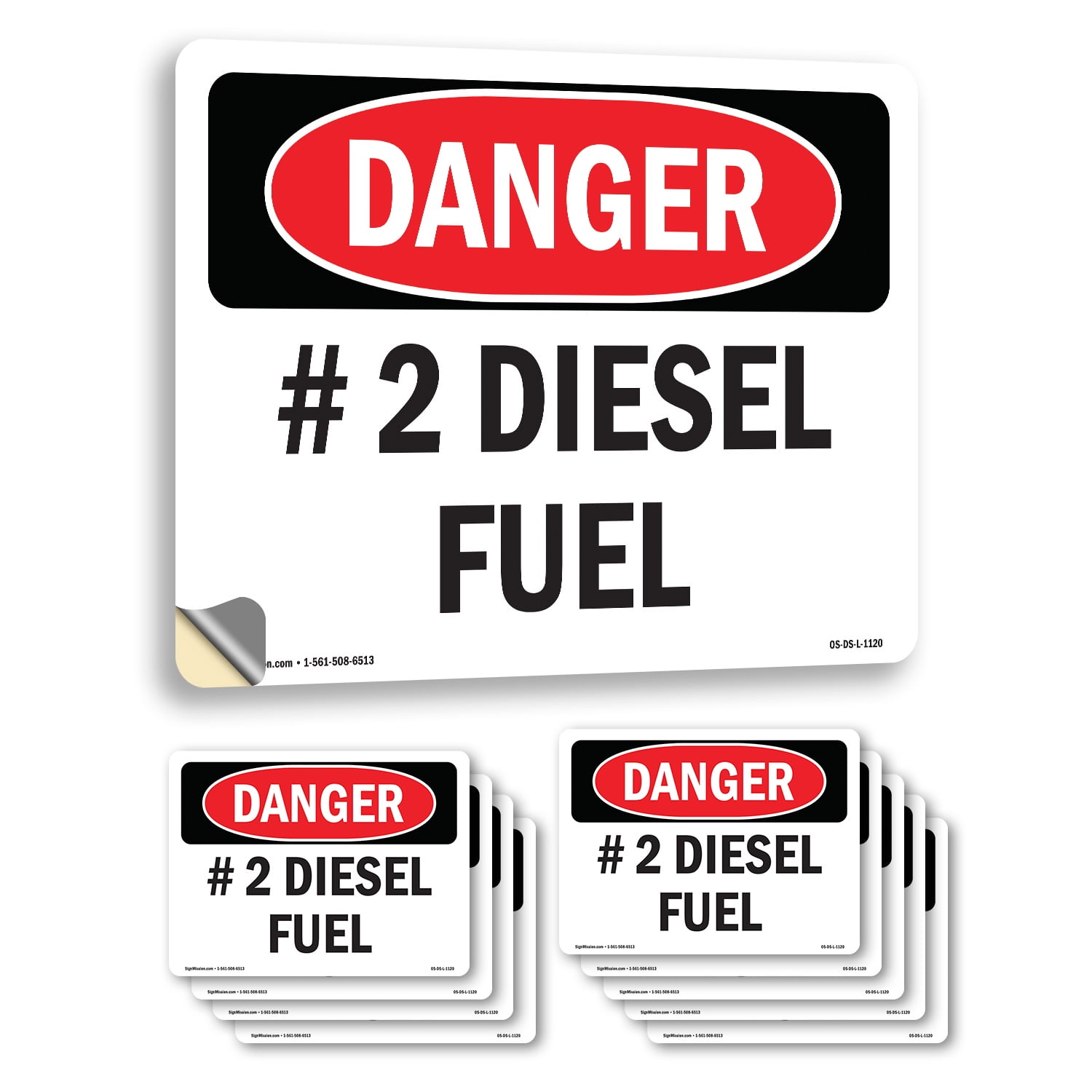 #2 Diesel Fuel OSHA Danger Vinyl Decal Label 18 Inch x 12 Inch - 10 ...