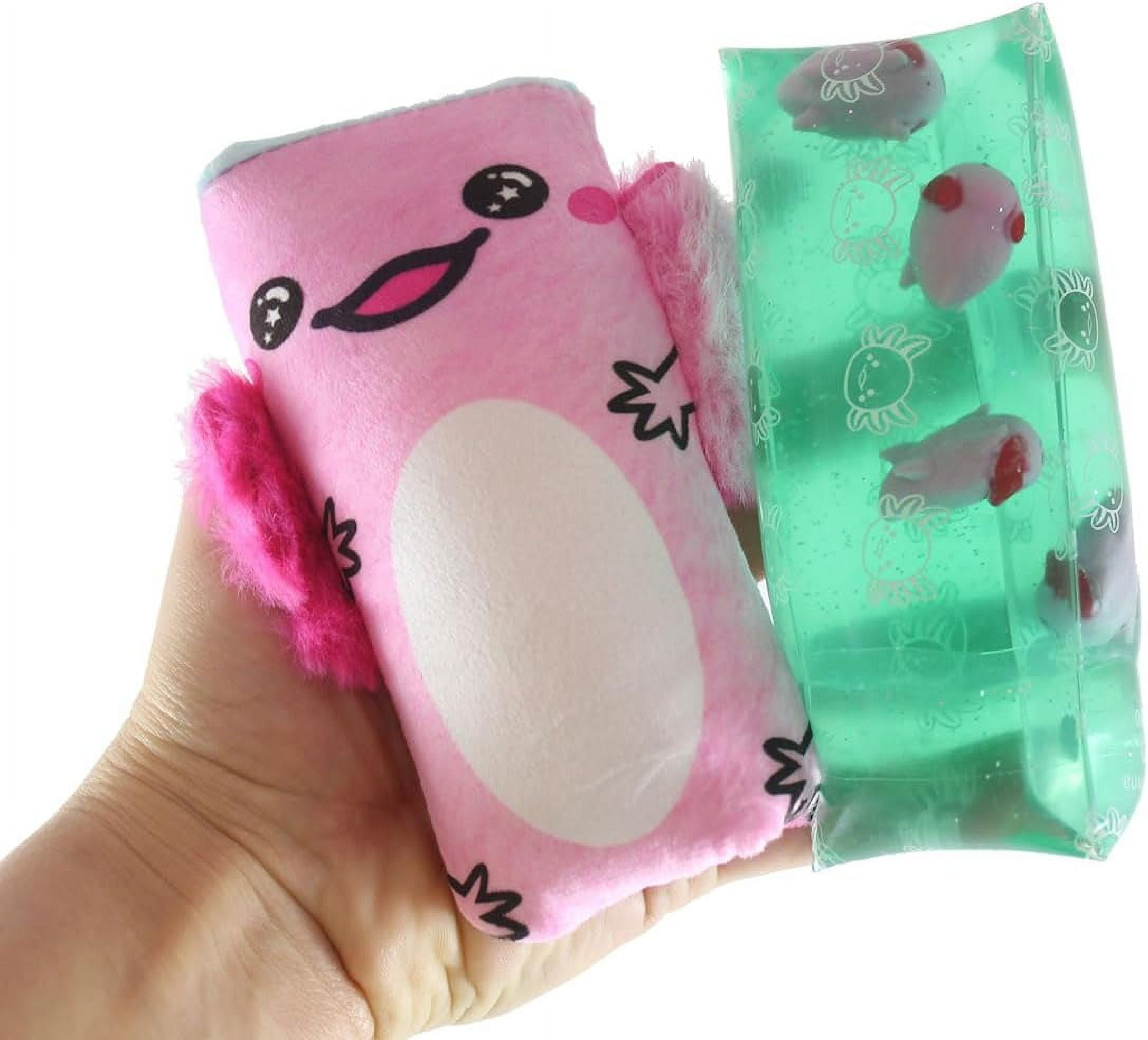 2 Different Jumbo Axolotl Animal - Plush and Water Filled Tube Snake Stress Toy - Squishy ...