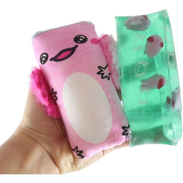 2 Different Jumbo Axolotl Animal - Plush and Water Filled Tube Snake ...