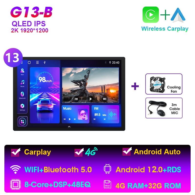 2 Din 13 inch 2K Android 12 Car Radio Multimedia Video Player 2Din ...