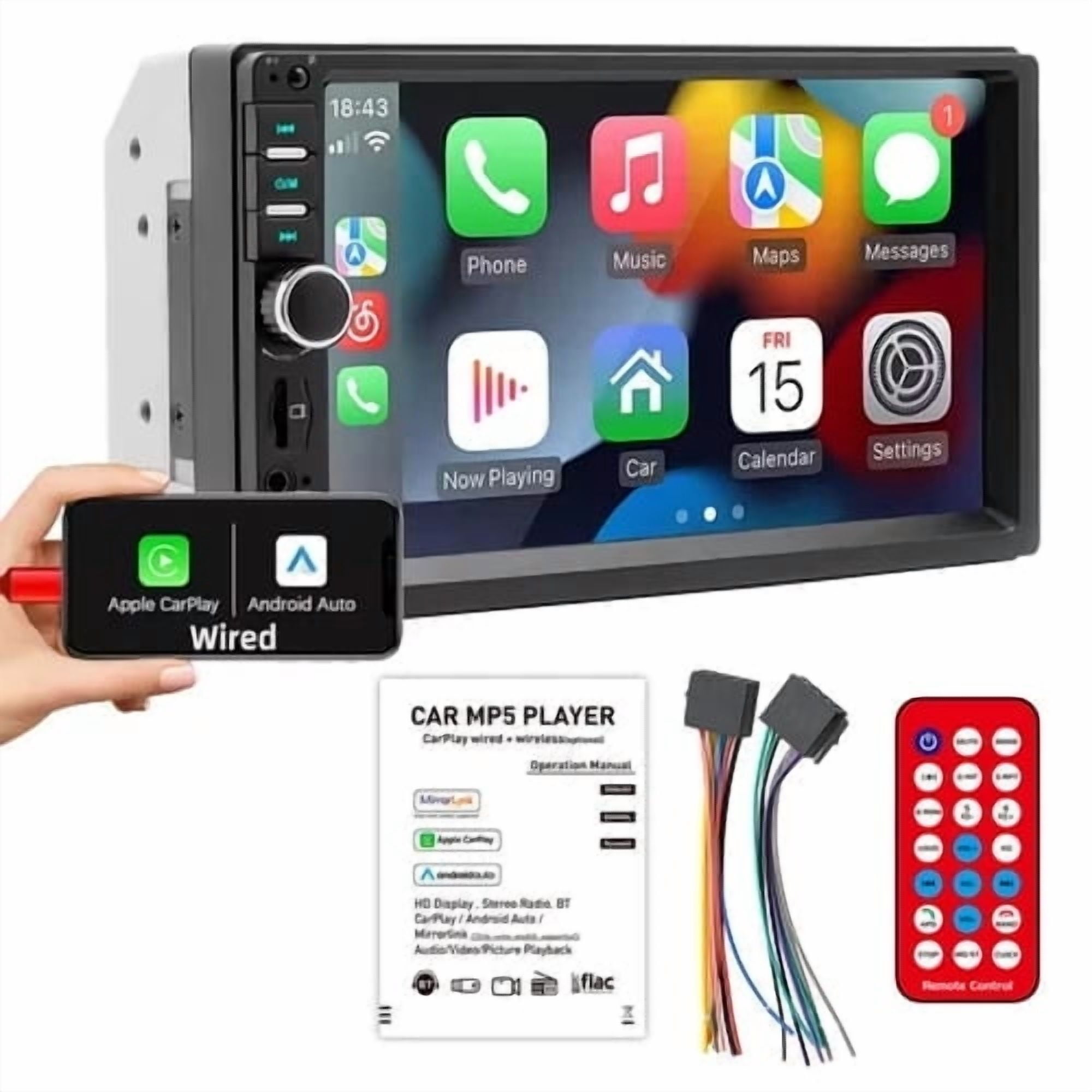 2 Din 7 Inch Car Radio Bluetooth Hand-free Multimedia MP5 Player HD ...