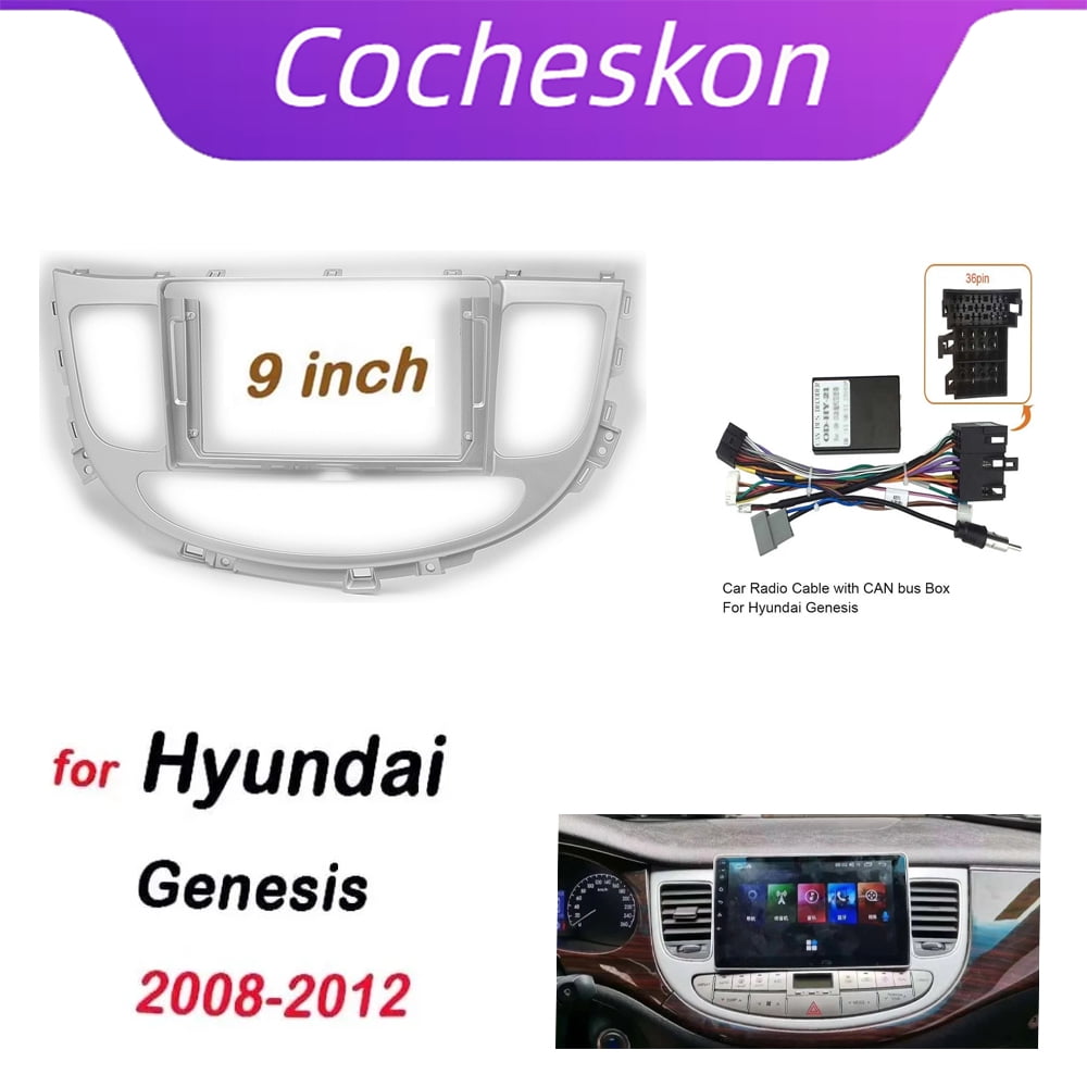 2 Din 9 Inch Car Radio Plastic Fascia Panel Frame Cable and CAN Bus Box for Hyundai Genesis 2008 ...