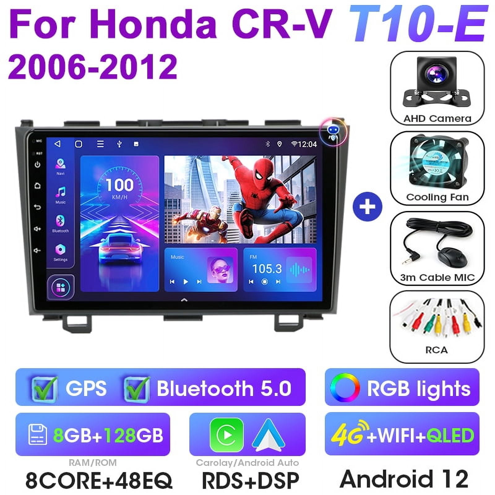 2 Din Android 12 Car Radio For Honda CRV CR-V 2006-2012 Multimedia Video Player GPS 4G Carplay ...