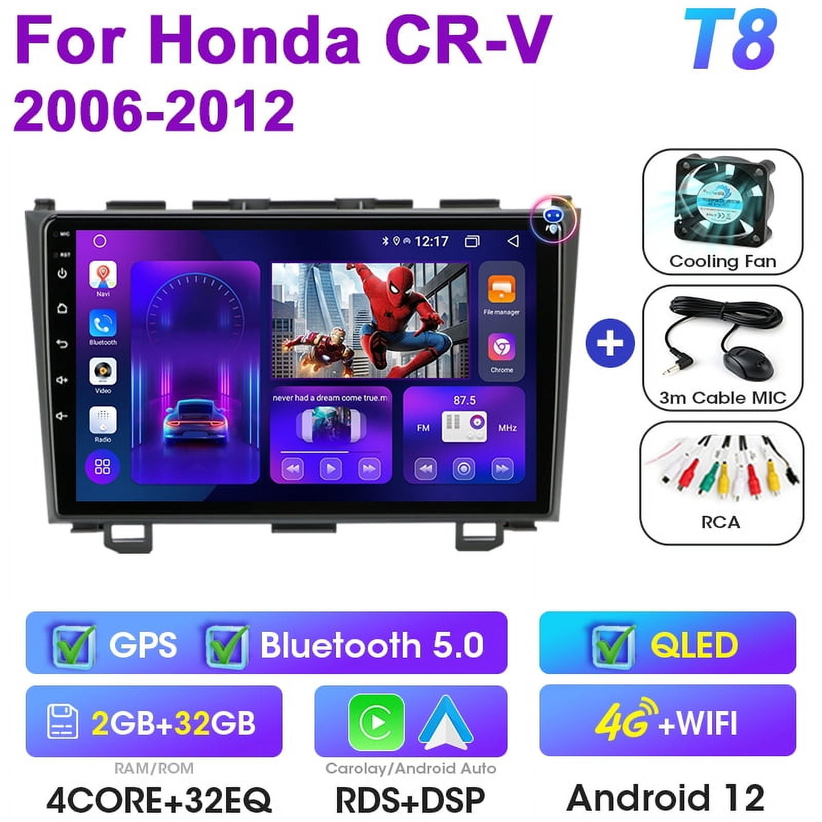 2 Din Android 12 Car Radio For Honda CRV CR-V 2006-2012 Multimedia ...