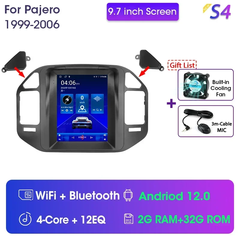 2 Din Android 12 Car Radio For Mitsubishi Pajero V60 V68 V73 1999-2006 Wireless CarPlay Auto ...