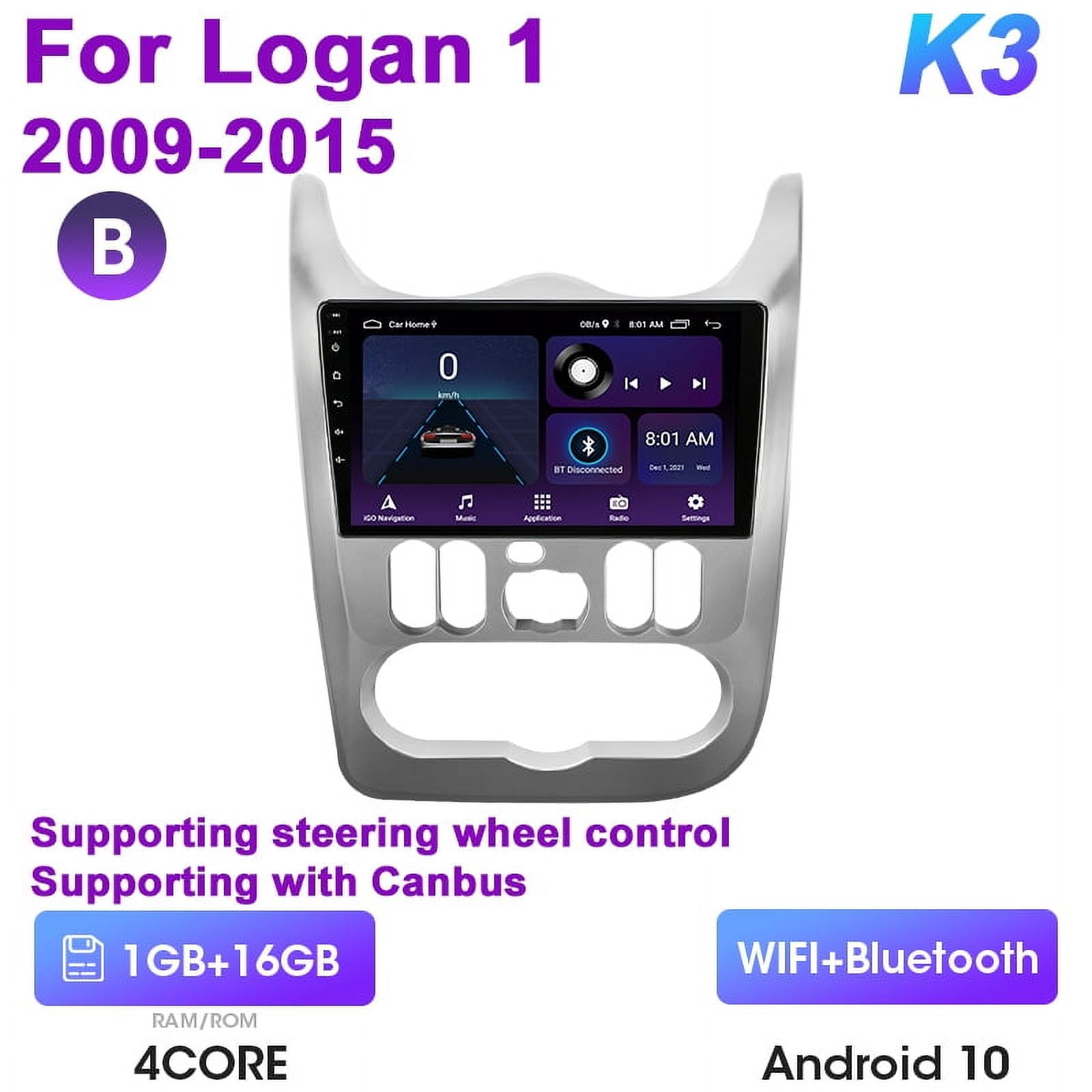 2 Din Android 12 Car Radio For Renault Logan 1 Sandero 2009-2015 Largus Dacia Duster Multimedia ...