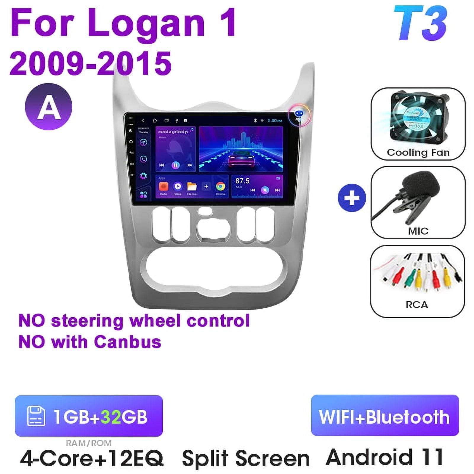 2 Din Android 12 Car Radio For Renault Logan 1 Sandero 2009-2015 Largus Dacia Duster Multimedia ...