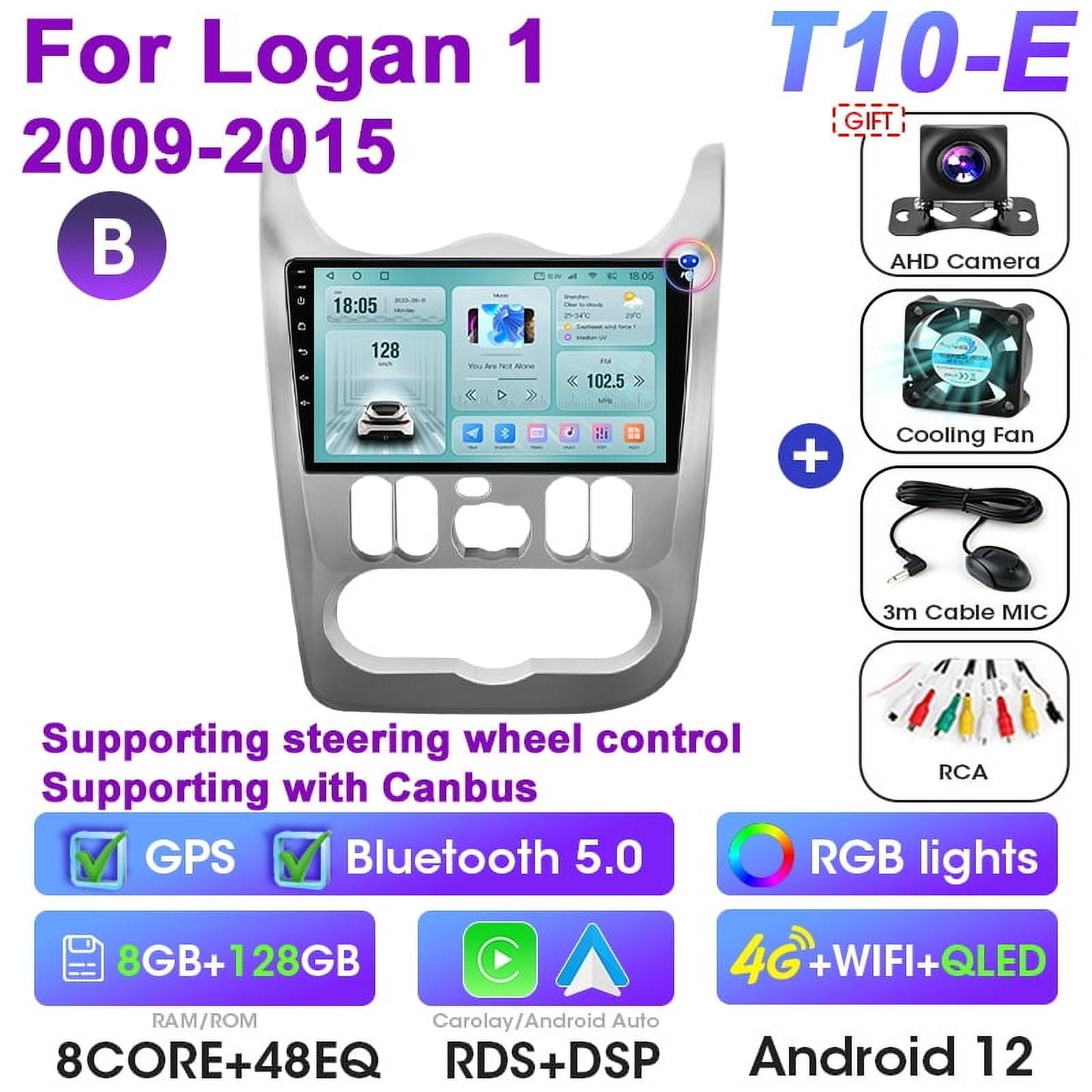 2 Din Android 12 Car Radio For Renault Logan 1 Sandero 2009-2015 Largus ...