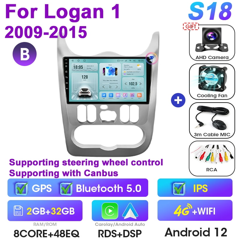 2 Din Android 12 Car Radio For Renault Logan 1 Sandero 2009-2015 Largus Dacia Duster Multimedia ...
