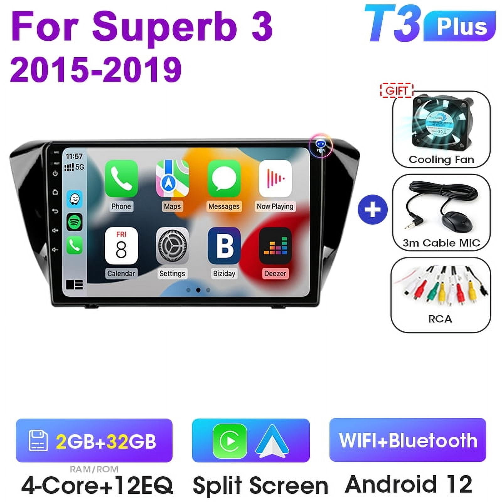 2 Din Android 12 Car Radio For Skoda Superb 3 2015 - 2019 Multimedia ...