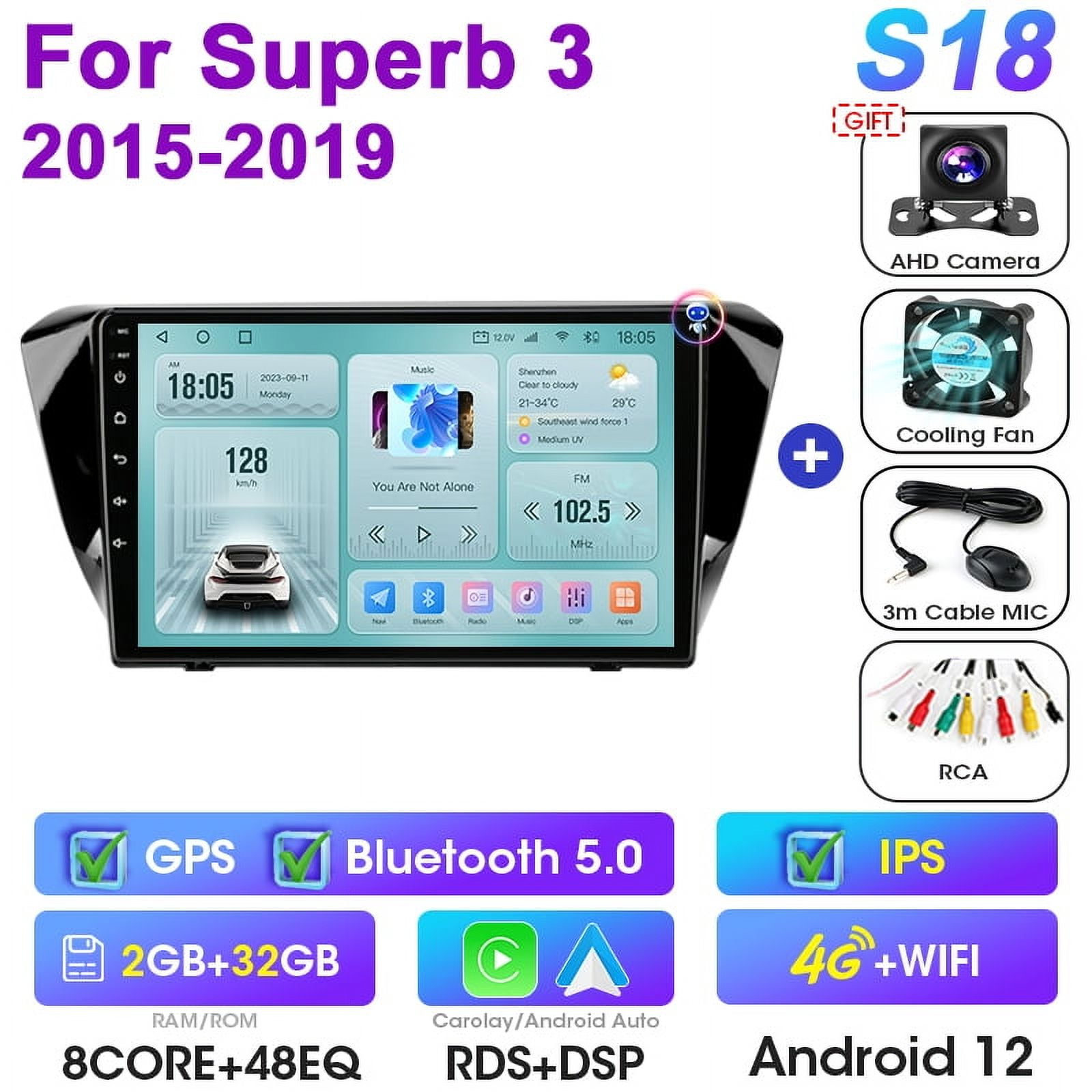 2 Din Android 12 Car Radio For Skoda Superb 3 2015 - 2019 Multimedia ...