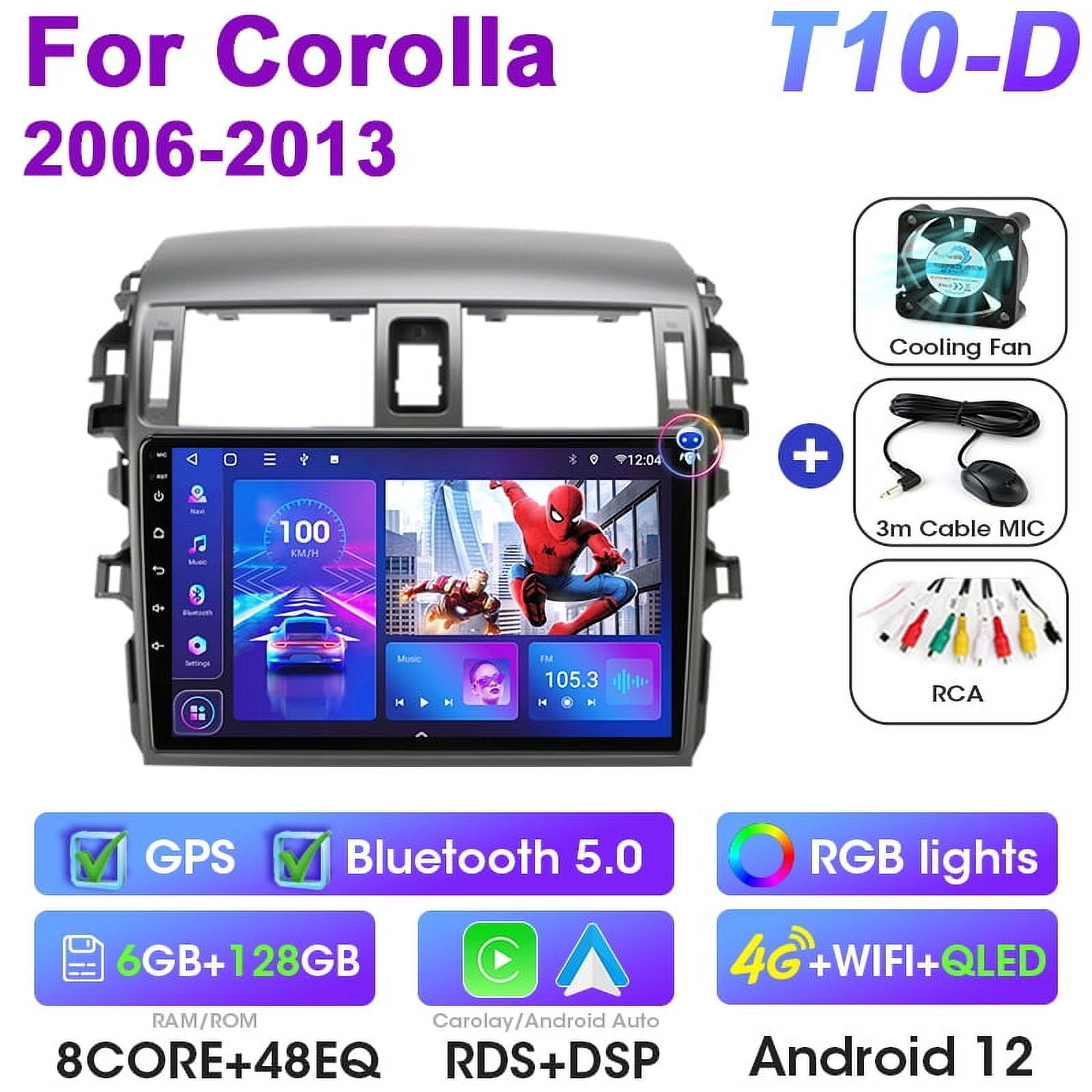 2 Din Android 12 Car Radio For Toyota Corolla E140/150 2006 - 2013 Multimedia Video Player GPS ...