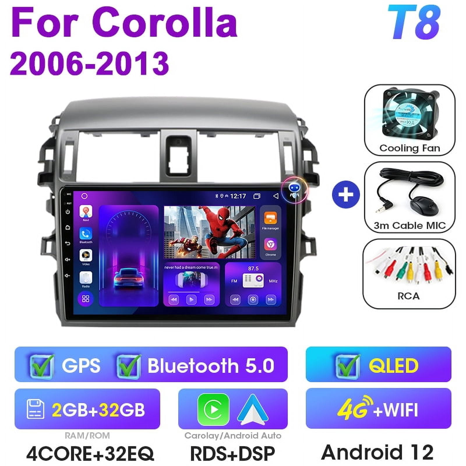 2 Din Android 12 Car Radio For Toyota Corolla E140/150 2006 - 2013 ...