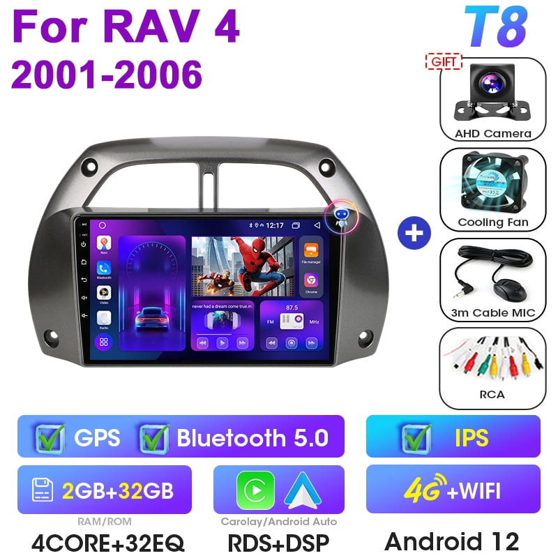 2 Din Android 12 Car Radio For Toyota RAV4 Rav 4 2001 - 2006 Multimedia ...