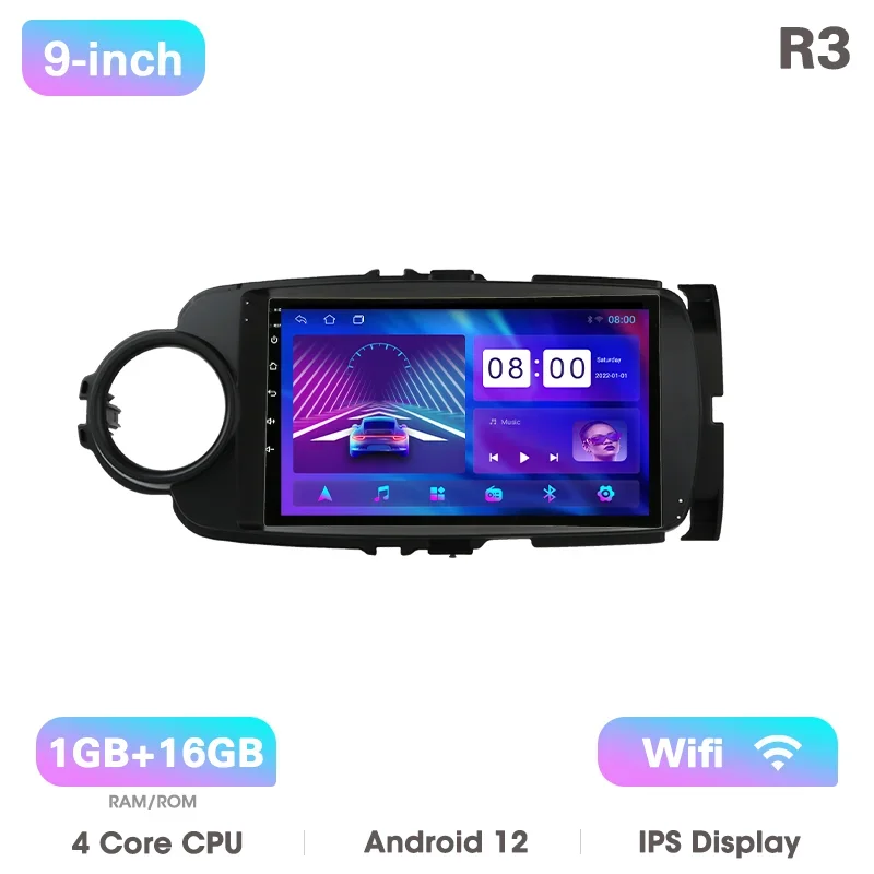 2 Din Android 12 Car Radio for Toyota Yaris 2012-2017 Multimedia Player ...