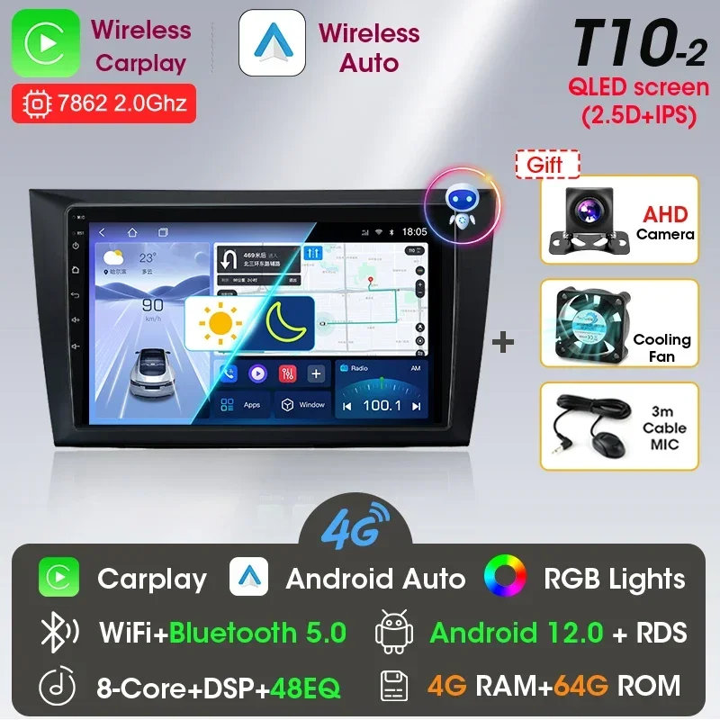 2 Din Android 12 Carplay Auto Car Radio for Volkswagen VW Golf 6 2008 ...