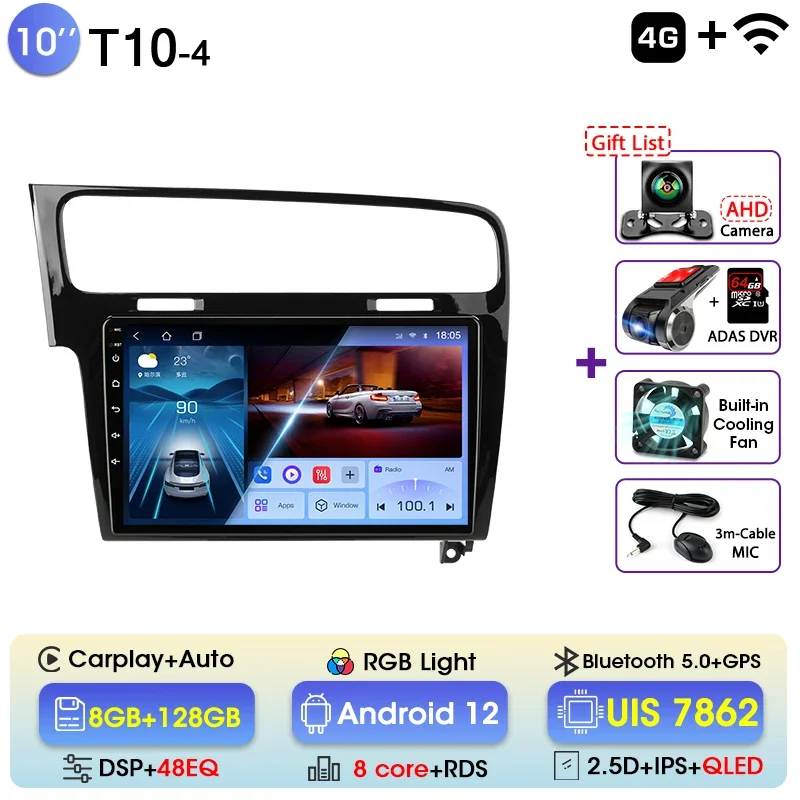 2 Din Android 12 Carplay Auto Car Radio for Volkswagen VW Golf 7 2013-2017 Multimedia Player ...