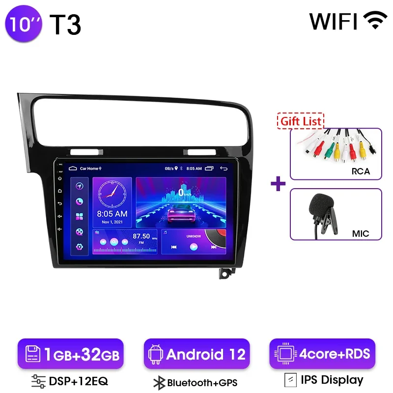2 Din Android 12 Carplay Auto Car Radio for Volkswagen VW Golf 7 2013-2017 Multimedia Player ...