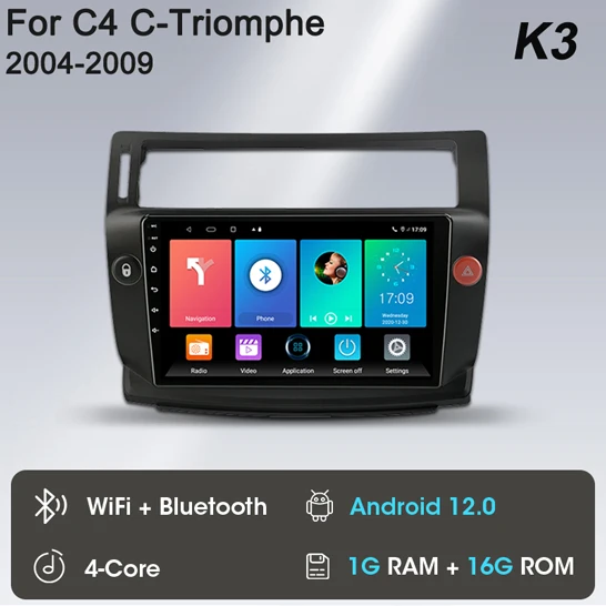 2 Din Android 12 Carplay Car Radio for Citroen C4 C-Triomphe C-Quatre ...