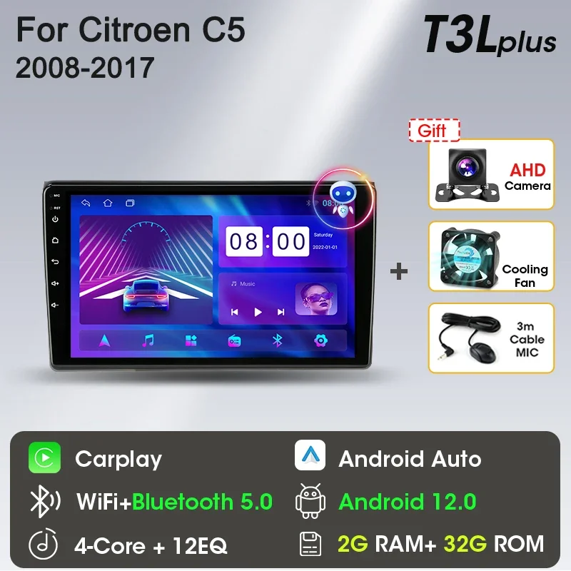 2 Din Android 12 Carplay Car Radio for Citroen C5 2008 - 2017 ...