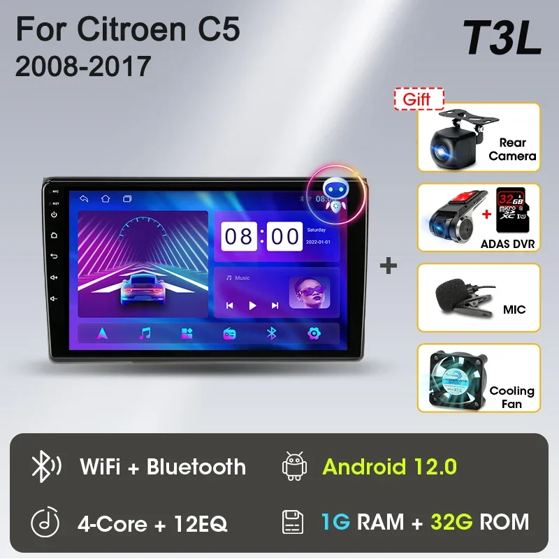 2 Din Android 12 Carplay Car Radio for Citroen C5 2008 - 2017 ...
