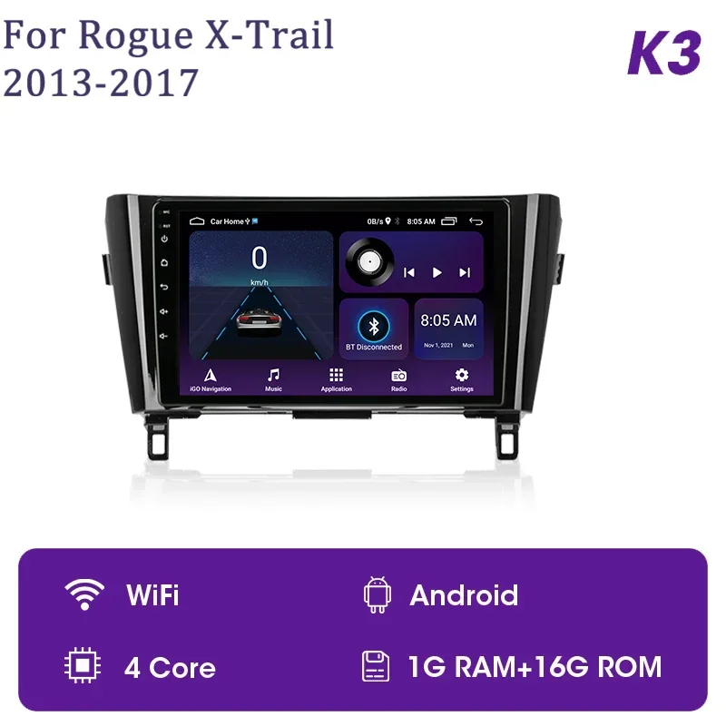 2 Din Android Car Radio for Nissan Rogue X-Trail X Trail 3 T32 2013 ...
