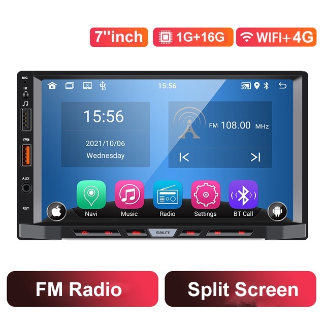 2 Din Car Radio Android 11 Carplay Car Multimedia Player 7" Universal ...