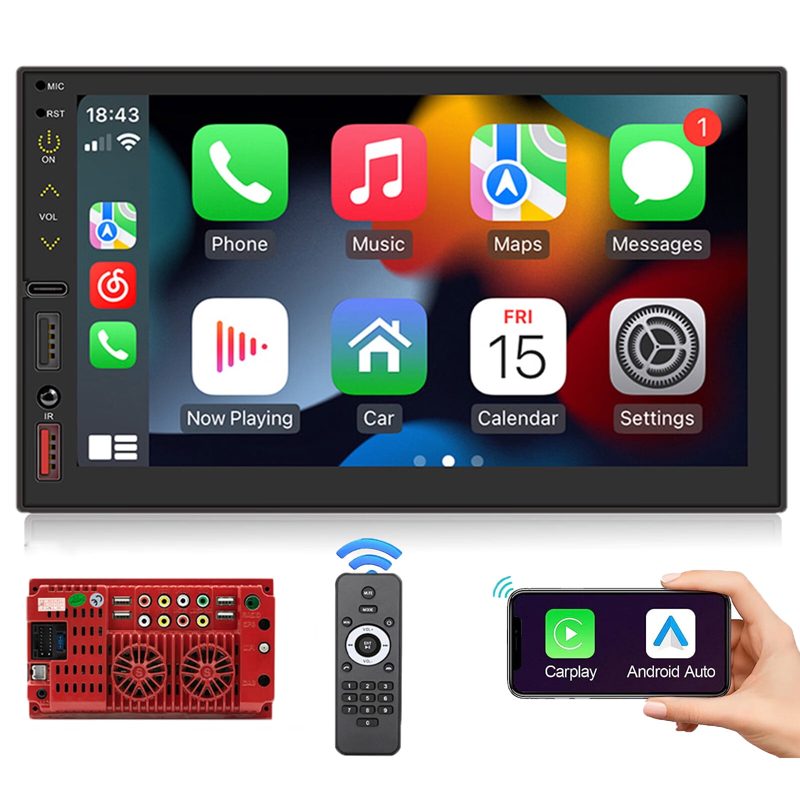 2 Din Car Radio Apple CarPlay Wireless Android-Auto Bluetooth MP5 ...