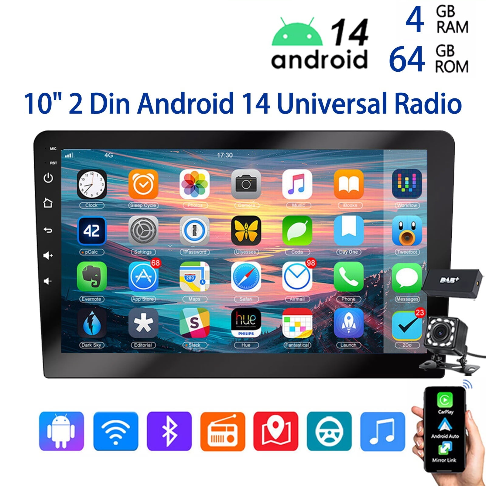 2 Din Universal Android 14 7 9 10 inch Car Radio GPS Nav Carplay ...