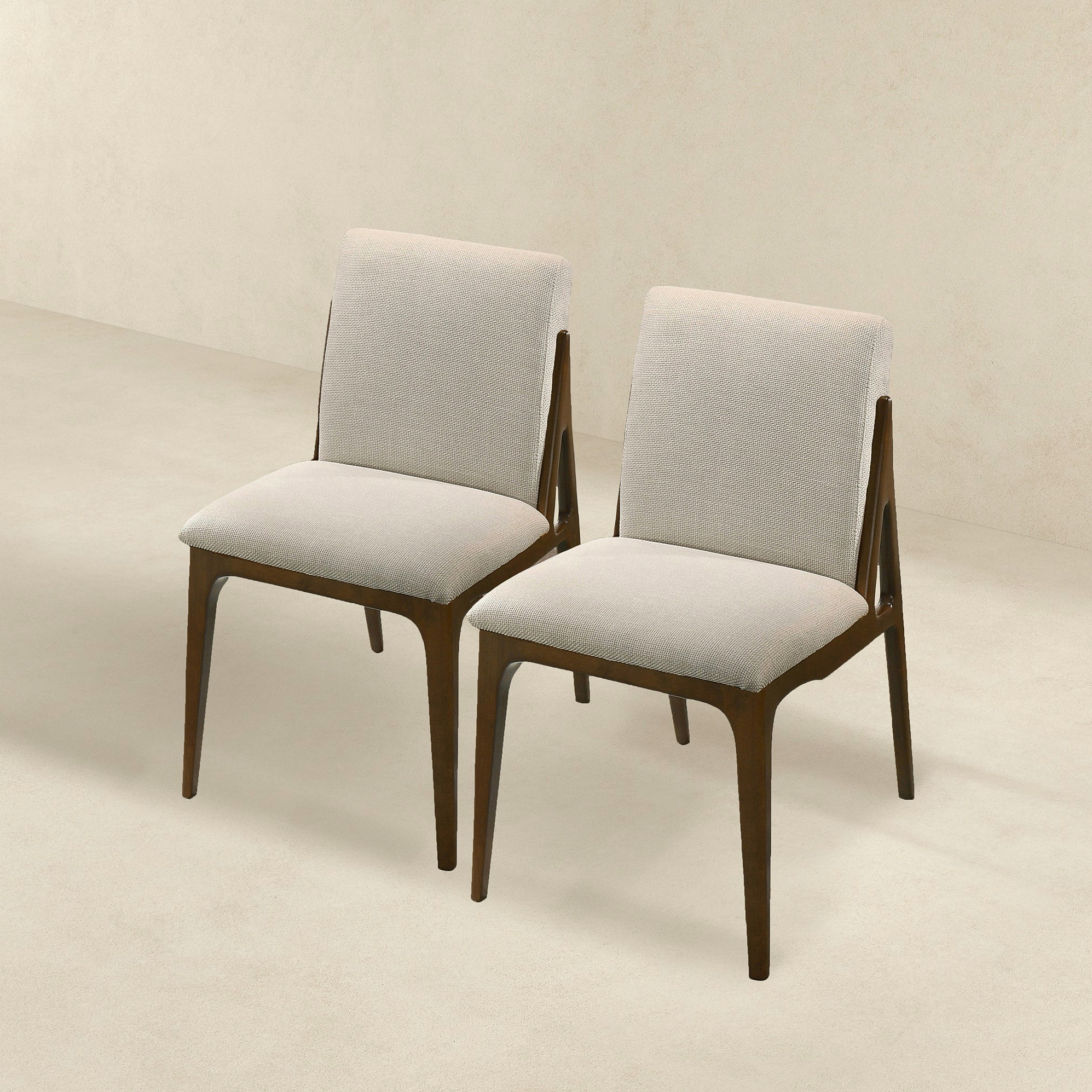 Of 2 Dining Chairs, Contemporary Style, Cream Fabric Upholstery, Foam ...
