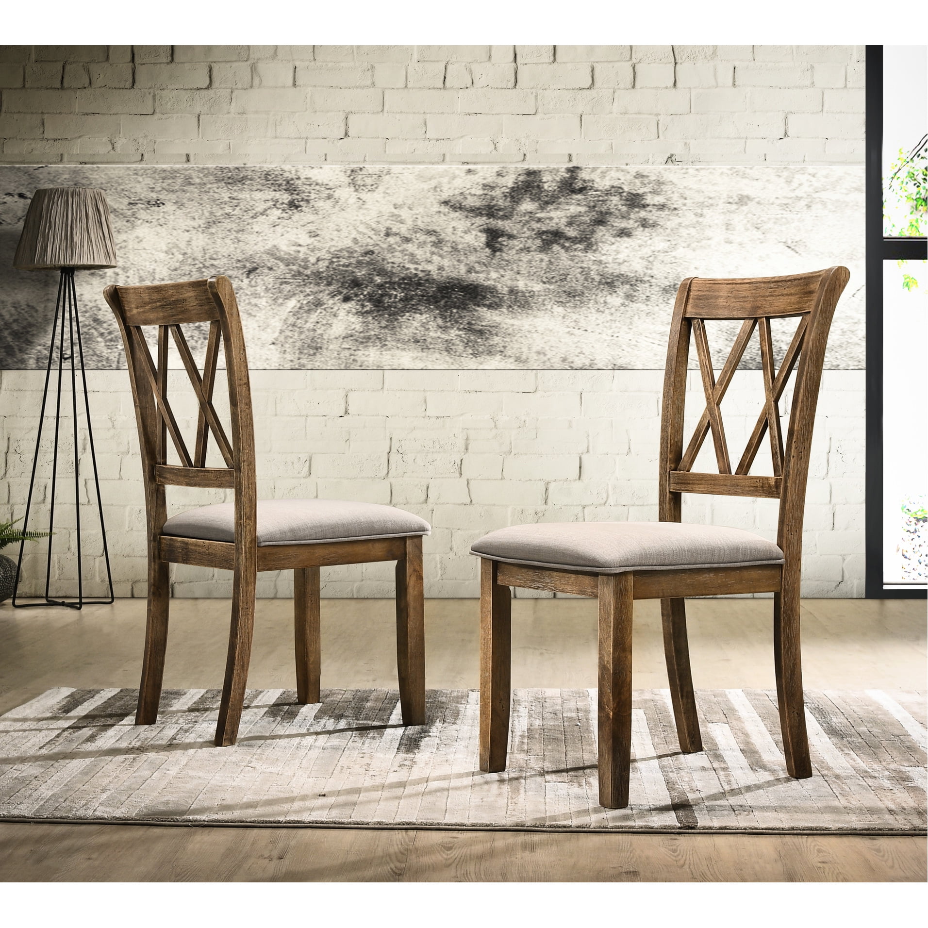 Of 2 Dining Chairs - Hardwood Build Foam Cushioned Seats With Cover ...