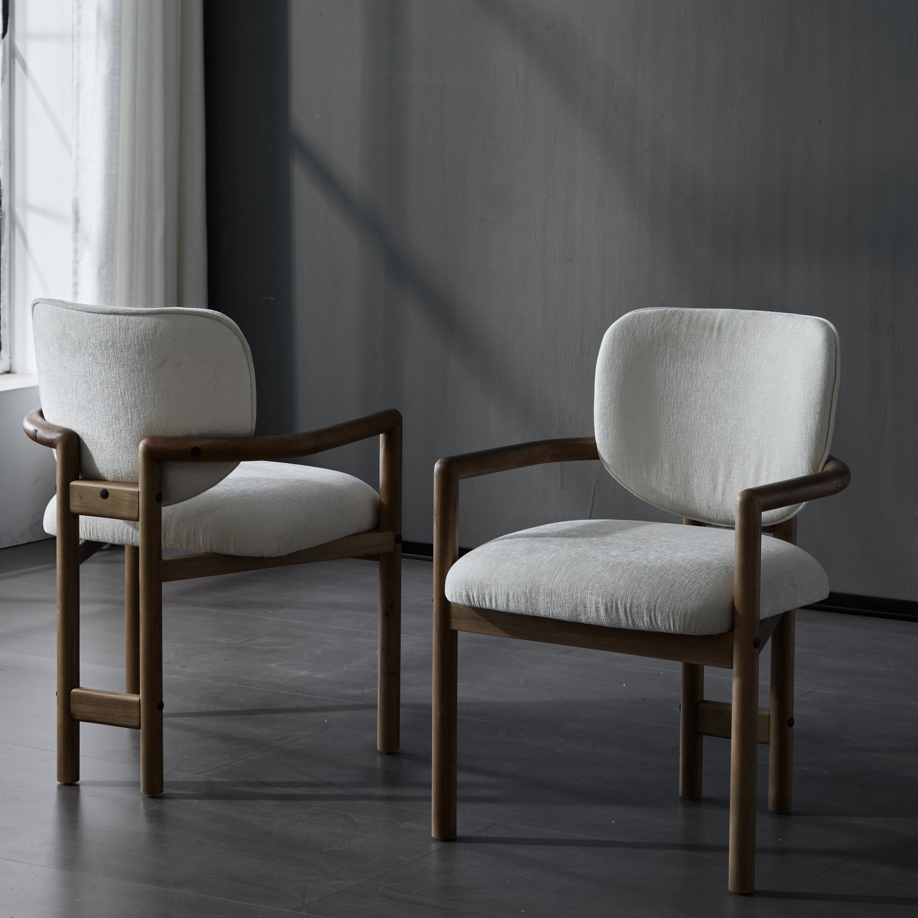 Of 2 Dining Chairs, White Upholstered Seating, Stable Rubber Wood, Easy ...