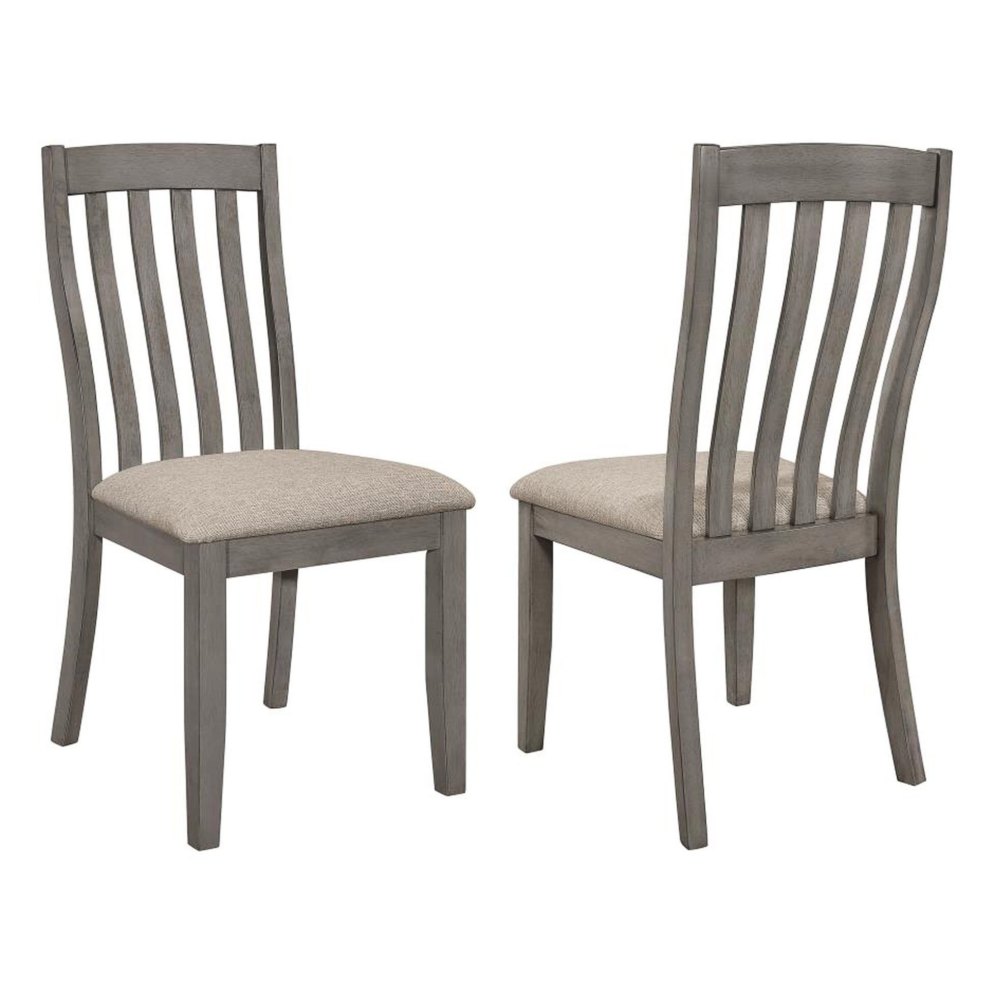 2 Dining Chairs With Grey Upholstered Seats, Solid Asian Hardwood, Elegant For Room Soft ...