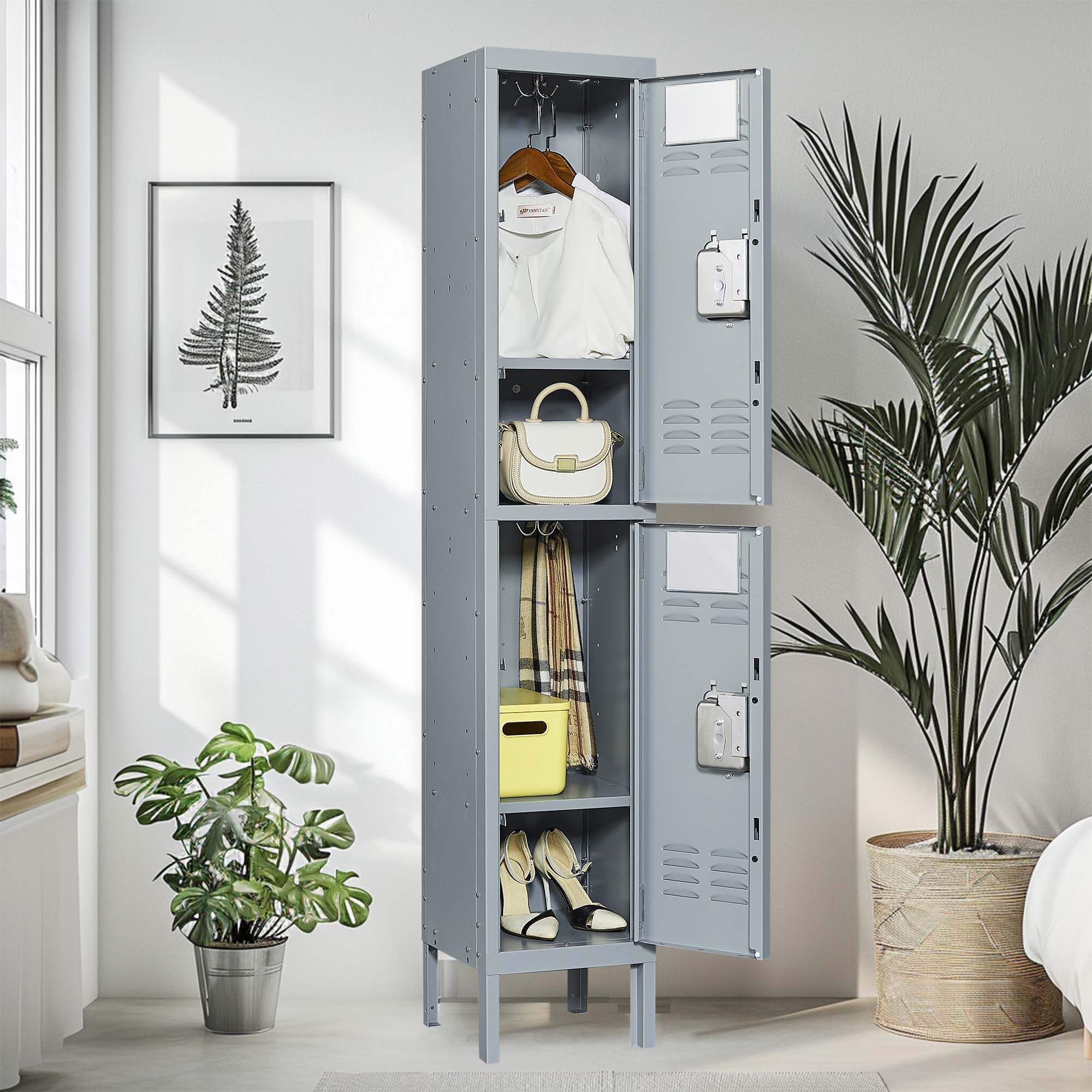 2 Door 66"H Metal Lockers With Lock For Employees,Storage Locker ...